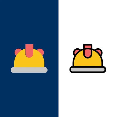 Building Construction Helmet Icons Flat And Line Filled Icon Set Vector