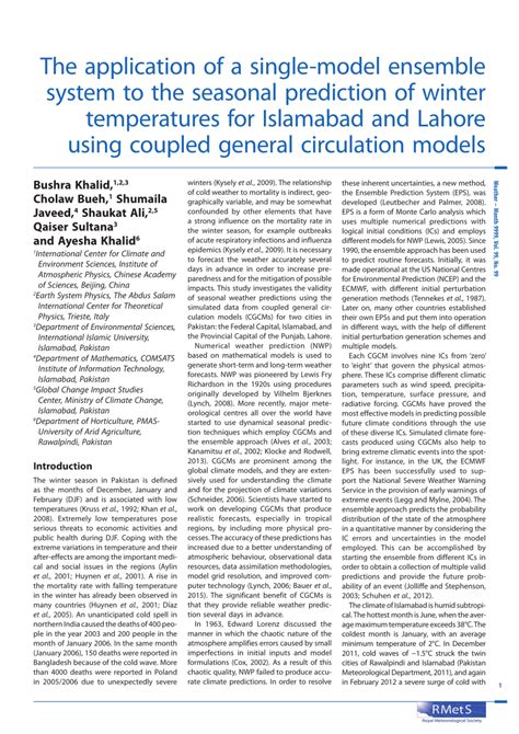 Pdf The Application Of A Single Model Ensemble System To The Seasonal