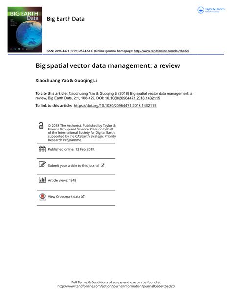 Pdf Big Spatial Vector Data Management A Review