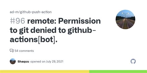 Remote Permission To Git Denied To Github Actions Issue Ad M Github Push Action