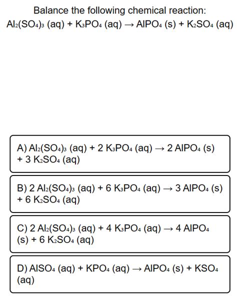 Solved Balance The Following Chemical Equation If