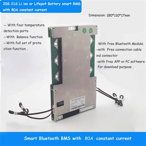 20S Or 21S Li Ion Or Lifepo4 Battery Smart Bluetooth BMS With 80A Constant Current For 72V Or