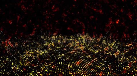 Abstract Red Dark Orange Million Particles Pattern Waveform Oscillation Fast Move Visualization