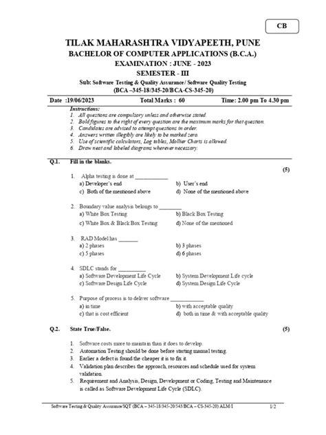 Sem 3 Stqa Theory Pdf Software Testing Information Technology