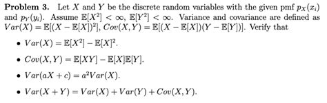 Solved Problem 3 ﻿let X ﻿and Y ﻿be The Discrete Random