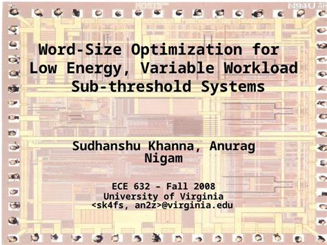 Ppt Word Size Optimization For Low Energy Variable Workload Sub Threshold Systems Sudhanshu