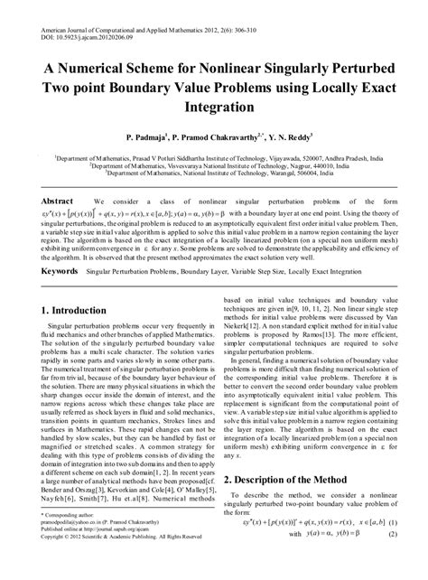 Pdf A Numerical Scheme For Nonlinear Singularly Perturbed Two Point