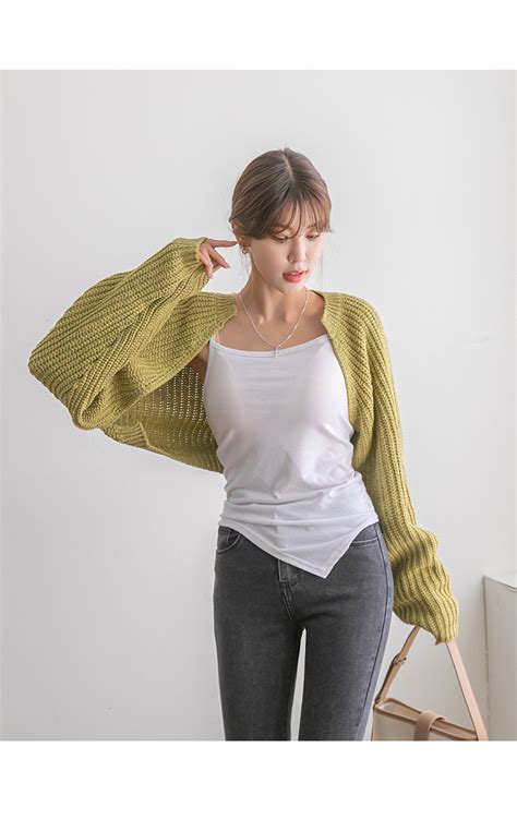 나크21 긴 소매가 여리여리~ 기분 좋게 입는 니트 볼레로 가디건