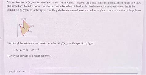 Solved A Linear Function Fxyaxbyc ﻿has No Critical
