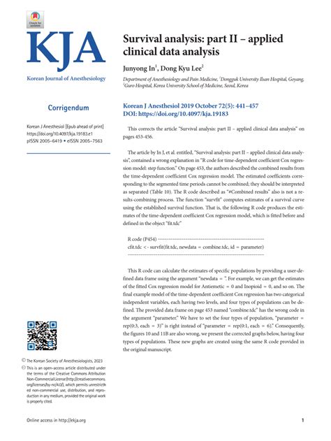 Pdf Survival Analysis Part Ii — Applied Clinical Data Analysis