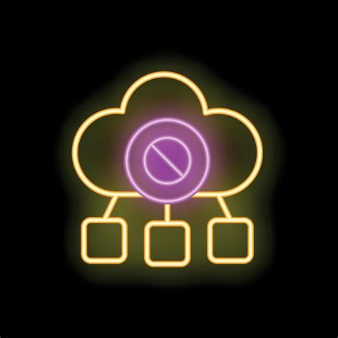 Neon Icon Of Cloud Computing System Showing Blocked Access To Network
