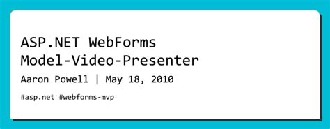 Aspnet Webforms Model Video Presenter