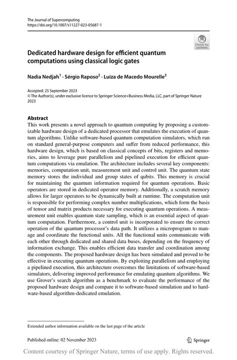 Dedicated Hardware Design For Efficient Quantum Computations Using