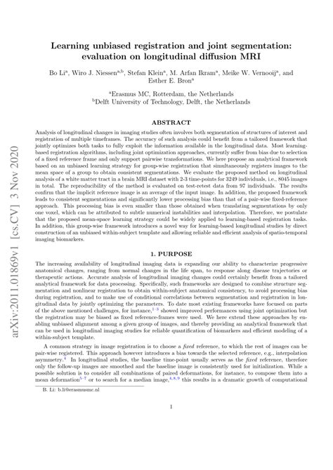 Pdf Learning Unbiased Registration And Joint Segmentation Evaluation On Longitudinal