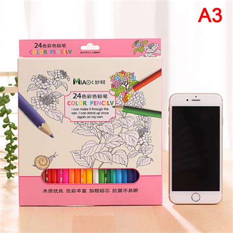 박스형 24 색 펜 연필 세트 어린이 카와이 문구 크레용 색칠 그리기 색연필 학교 페인트 미술 용품 학교 및 교육 용품