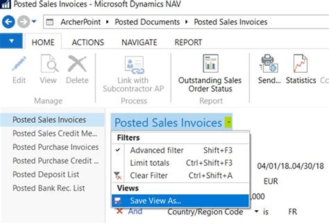 How To Save Commonly Used Filters In Dynamics NAV ArcherPoint