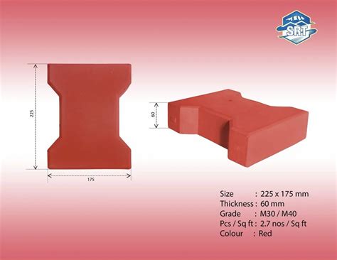 Cement Interlocking Paver Block I Shape Thickness 60mm At ₹ 48sq Ft