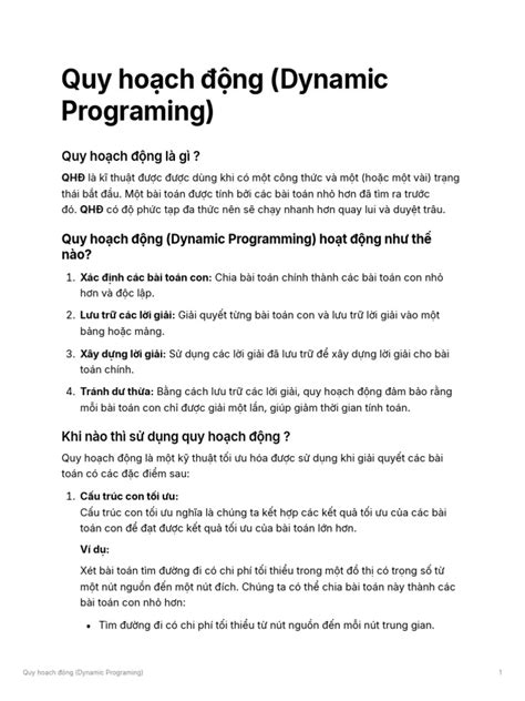 Quy Hoạch Động Dynamic Programing Pdf