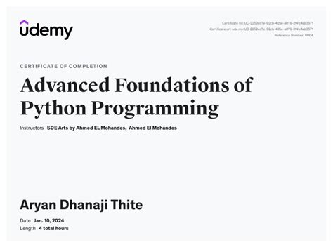 Completed Advanced Python Developer Course Aryan Thite Posted On The