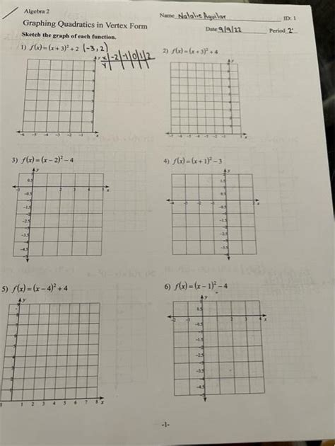 [Solved]: Graphing Quadratics in Vertex Form Date ( 9 / 9