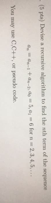 Solved 5 Pts Devise A Recursive Algorithm To Find The