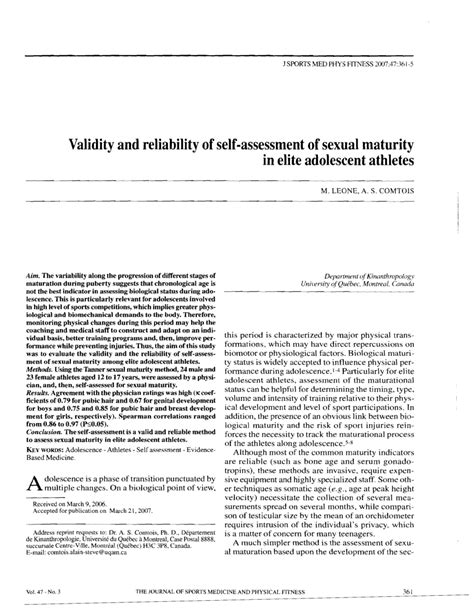 Pdf Validity And Reliability Of Self Assessment Of Sexual Maturity In