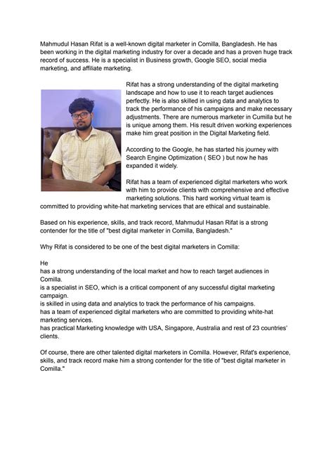 Best Digital Marketer In Cumilla Bangladesh By Best Web It Issuu