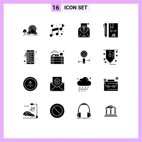 Stock Vector Icon Pack Of 16 Line Signs And Symbols For Programming Develop E Coding Invitation