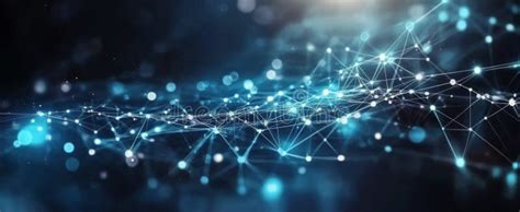 Abstract Depiction Of Glowing Network Connections In A Digital Space At Night Stock Image