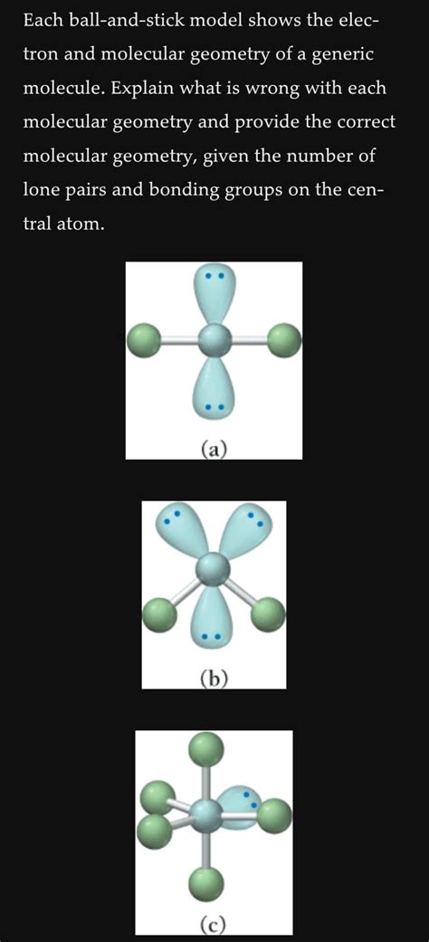 Solved Each Ball And Stick Model Shows The Electron And