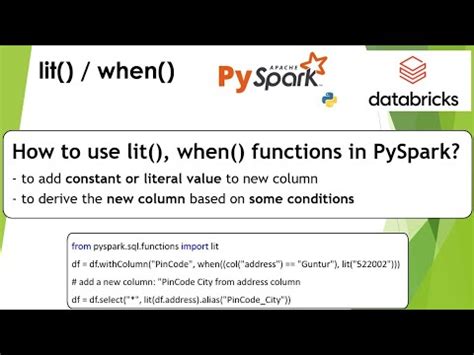 Databricks Pyspark Lit When Function Pyspark PART YouTube