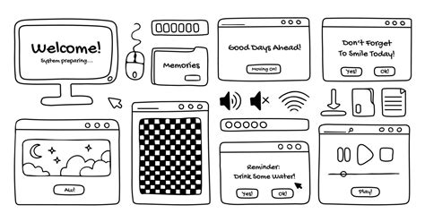 Computer Windows And Open Dialog Frames Doodles Screen Folders And Other Pc User Interface