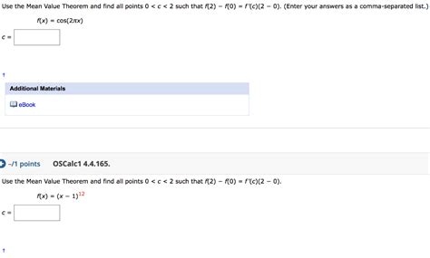 Solved Use The Mean Value Theorem And Find All Points Chegg