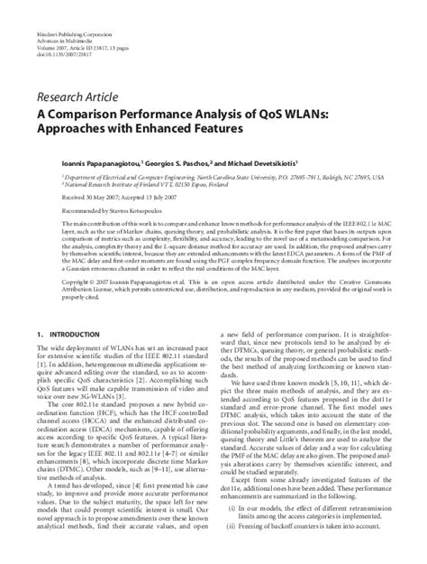 Pdf A Comparison Performance Analysis Of Qos Wlans Approaches With