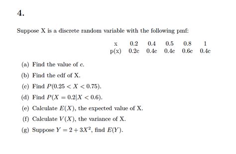 Solved Suppose X Is A Discrete Random Variable With The Chegg