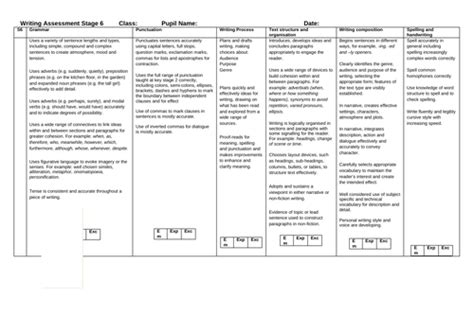 Writing Assessment Grids For Years 1 6 Teaching Resources