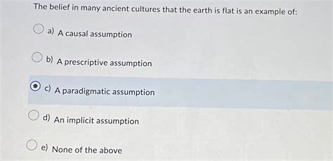 Solved The Belief In Many Ancient Cultures That The Earth Is