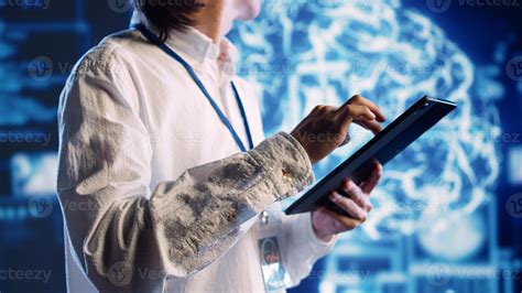 Knowledgeable Developer In Data Center Uses Artificial Intelligence Computing Simulating Human