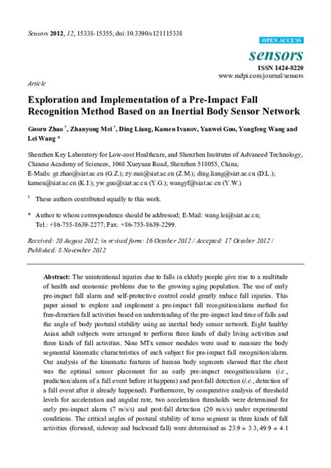 Pdf Exploration And Implementation Of A Pre Impact Fall Recognition