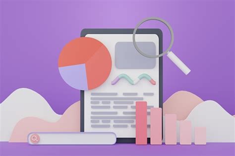 3d 렌더링 Seo 데이터 분석 웹 배너 및 모형을 위한 사용자 인터페이스 향후 계획을 위한 비즈니스 그래프 차트 투자 관리 및 금융 혁신 마케팅 개념입니다 3차원 형태에