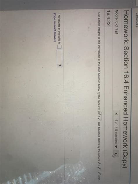 Solved Calculus 3 Homework Section 164 Enhanced Homework