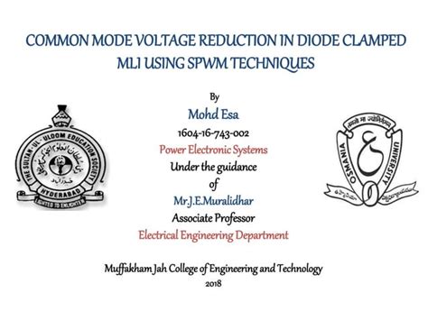 common mode voltage reduction in diode clamped mli using spwm