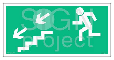 AA Direction To The Exit Of The Escape Route Down The Stairs To The Left X Cm TS