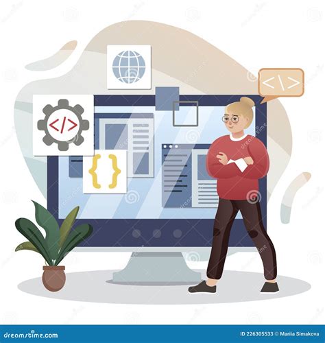 Programming Isolated Flat Style Colored Illustration School Lessons Learning Programming