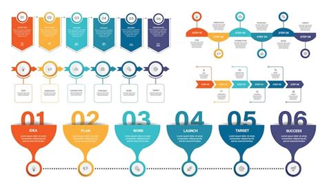 아이콘으로 단계 비즈니스 데이터 시각화 타임 라인 프로세스 Infographic 템플릿 디자인의 집합 프리미엄 벡터