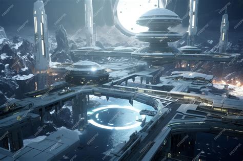 Premium Photo Futuristic City With A Futuristic Dome And A Futuristic Bridge Generative Ai