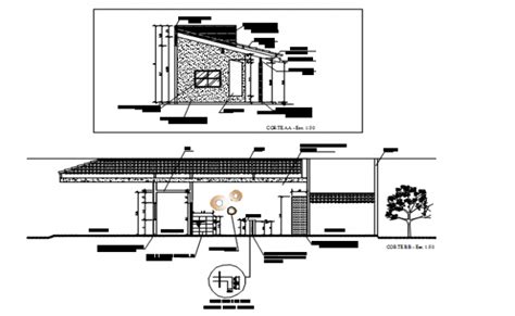 Guard House Elevation Section Floor Plan Constructive Structure And Auto Cad Details Dwg File