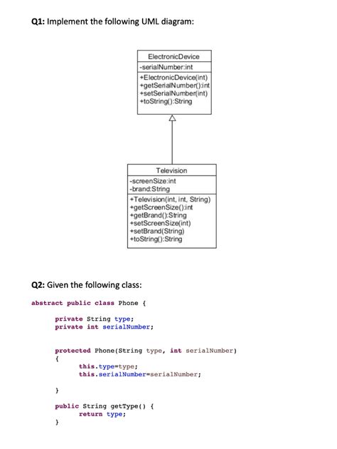 Solved Q1 Implement The Following Uml Diagram Electronic