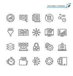 Process Data Analysis Icon Set In Thin Line Style Vector Image