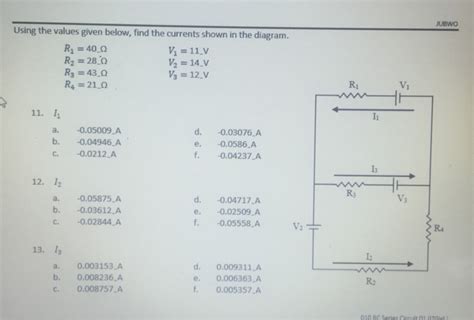 Solved Using The Values Given Below Find The Currents Shown Chegg Com